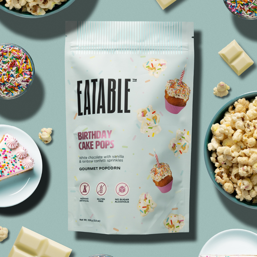 Birthday Cake Pops 🎂 White Chocolate Rainbow Popcorn – Pressed for Vine